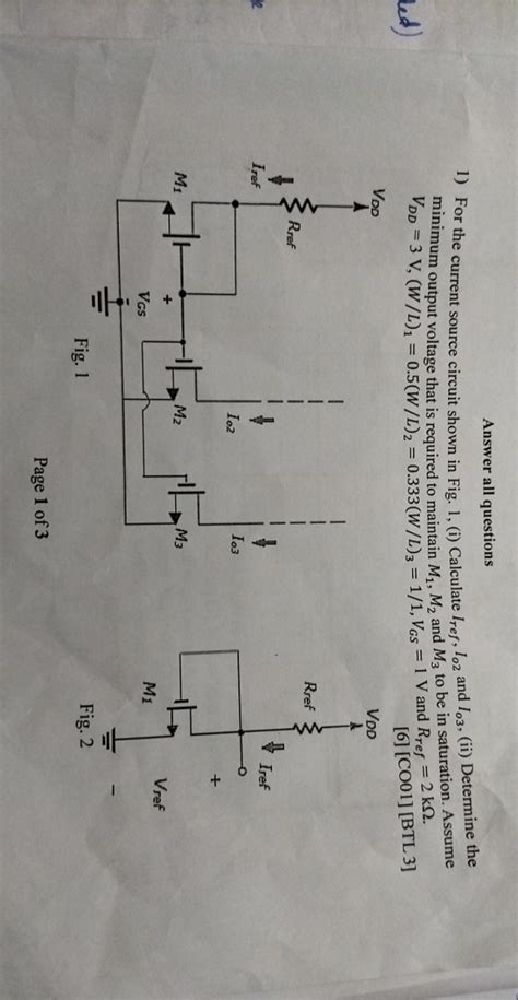 Current Source Circuit Output Currents And Minimum Voltage For The Curr