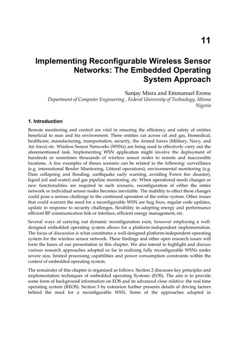 Pdf Implementing Reconfigurable Wireless Sensor Networks The