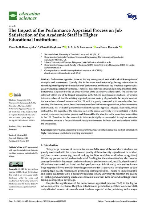 Pdf The Impact Of The Performance Appraisal Process On Job Satisfaction Of The Academic Staff