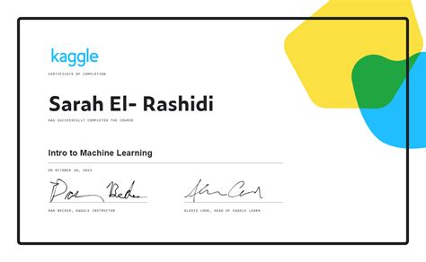 sarah el rashidi completed the intro to machine learning course on kaggle