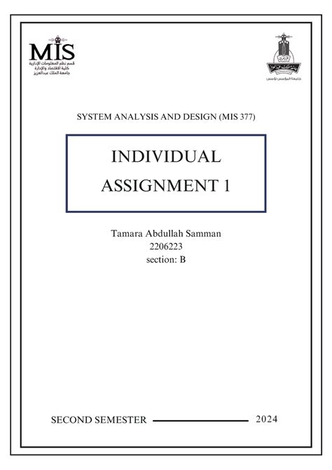 Assignment 1 2024 Individual Assignment 1 System Analysis And Design