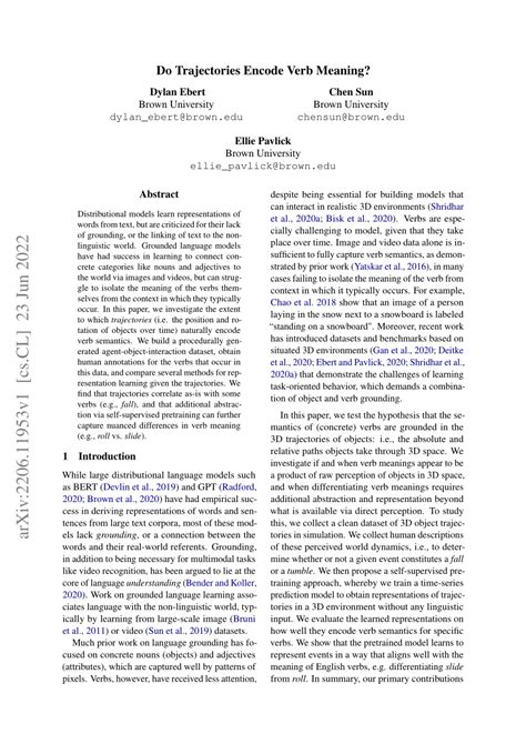 Pdf Do Trajectories Encode Verb Meaning