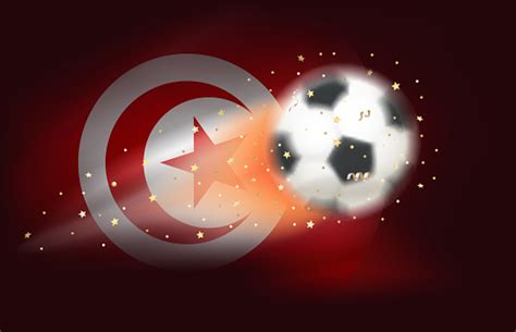 튀니지의 국기와 함께 비행 축구 공입니다 3d 벡터 일러스트 레이 션 3차원 형태에 대한 스톡 벡터 아트 및 기타 이미지 3