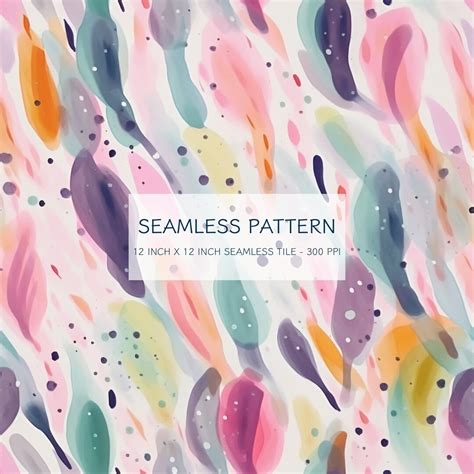 Abstract Joyful Blobs Ii Seamless Watercolor Pattern Digital Design Download Digital Print