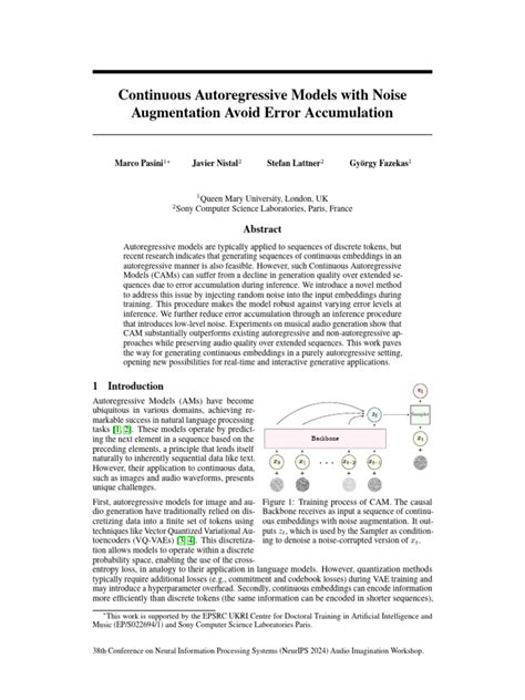 Cam Noise Augmented Autoregressive Models Pdf Algorithms Applied Mathematics