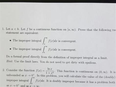 solved 1 let a b let f be a continuous function on a oo