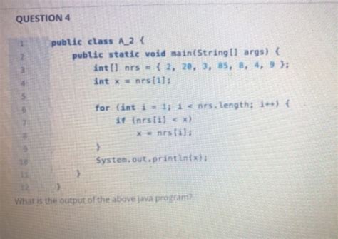 Solved Question 4 Public Class A2 Public Static Void