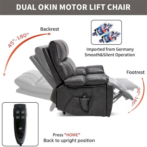 Gzmr Electric Massage Heating Power Lift Recliner Chair Dark Gray
