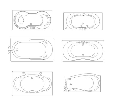 Various Rectangular Jacuzzi Dwg Cad Block Free Download