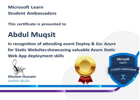 Abdul Muqsit On Linkedin Thrilled To Have Completed The Deploy And Go Azure For Static Websites