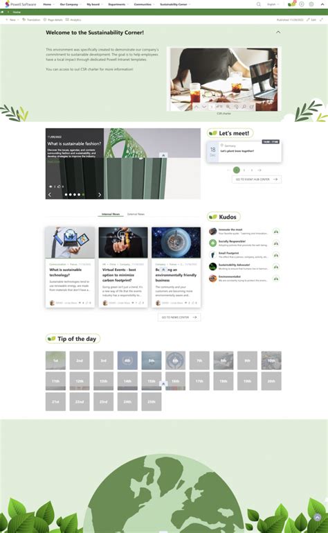 Create A Sustainability Corner In Powell Intranet Powell
