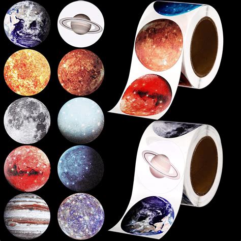 Lincia 500 Pcs Solar System Stickers Educational Planets Roll Stickers