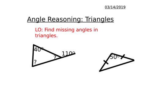 Angle Reasoning Angles In A Triangle Teaching Resources