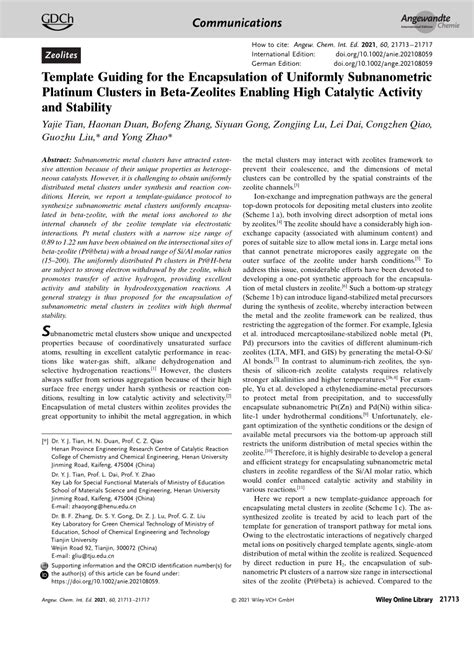 Template Guiding For The Encapsulation Of Uniformly Subnanometric Platinum Clusters In Beta