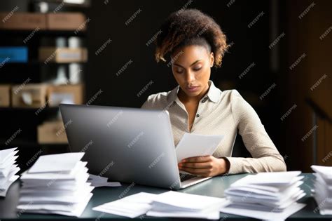 Premium Ai Image Woman Sorting Emails By Priority