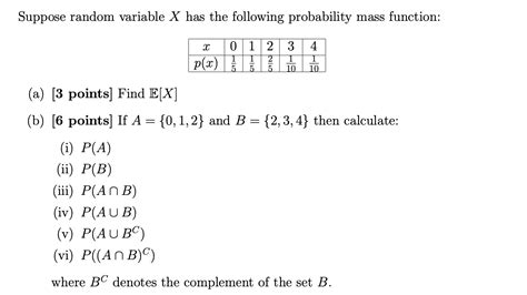 solved suppose random variable x has the following
