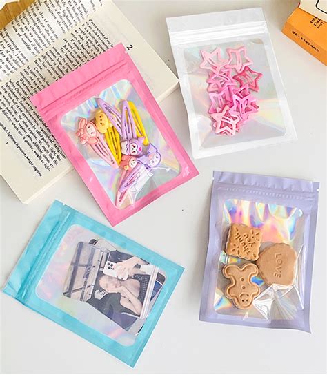 ️오늘출발 ️ 포카 포장 용품 포토카드 포장 컬러 홀로그램 미니 지퍼백 포카 탑로더 포카슬리브 간식 악세사리 선물 포장 포장백 덕질용품 Opp 봉투 에이블리