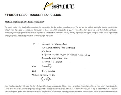 Principles Of Rocket Propulsion AERO NOTES