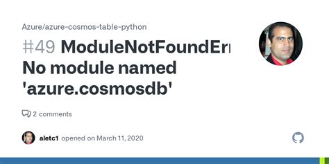 Modulenotfounderror No Module Named Smosdb · Issue 49 · Azureazure Cosmos Table