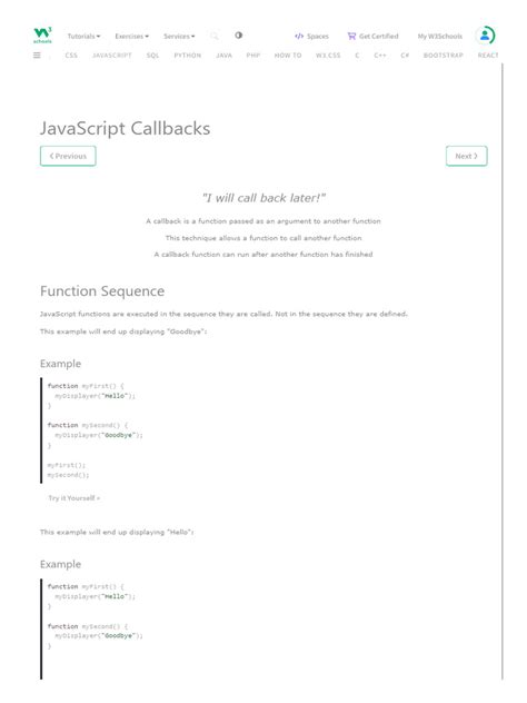 Javascript Callbacks Pdf Bootstrap Front End Framework Callback