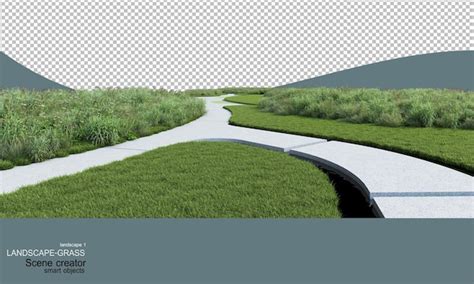 Premium PSD Landscape With Many Types Of Grass