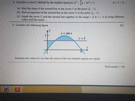solved 4 consider a curve c defined by the implicit