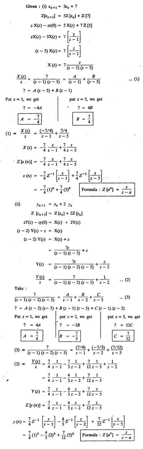 Solution Of Difference Equations Using Z Transform Formula With Solved Example Problems