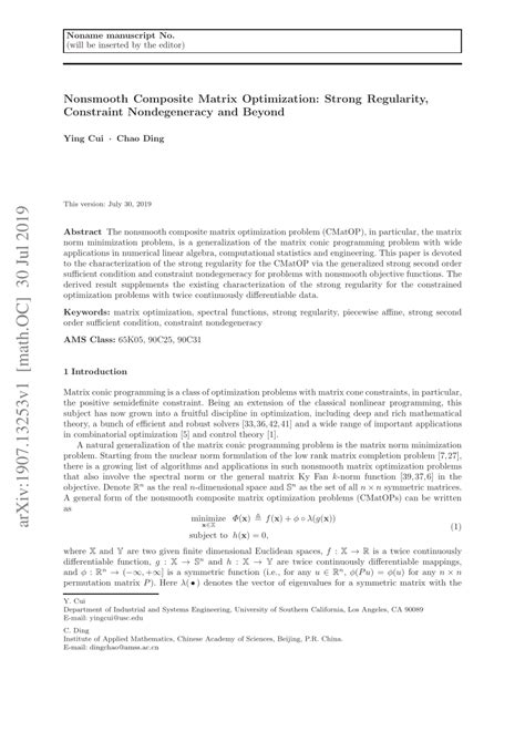 Pdf Nonsmooth Composite Matrix Optimization Strong Regularity