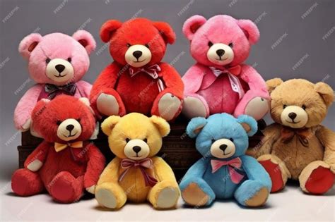 Premium Photo Colorful Collection Assorted Big Teddy Bears In Bright