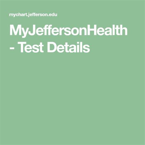 Myjeffersonhealth Test Details Doctor Office Test Prescription