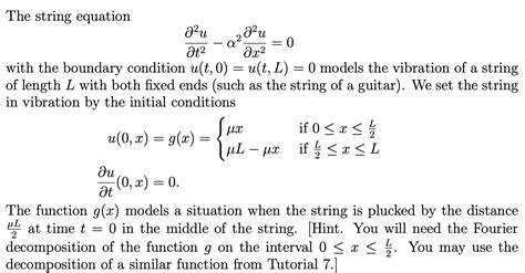 Solved The String Equation ∂t2∂2u−α2∂x2∂2u0 With The