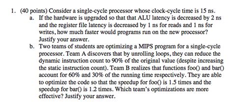 consider a single cycle processor whose clock cycle