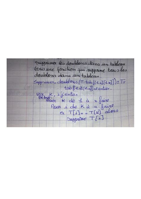 exercice 10 s3 algorithmique ii supprimer les doublons dans un