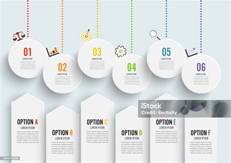 워크플로 배너 다이어그램 웹 디자인 영역형 차트 서식 파일 타임 라인 Infographic 색된 가로 6 위치에 대 한 번호를