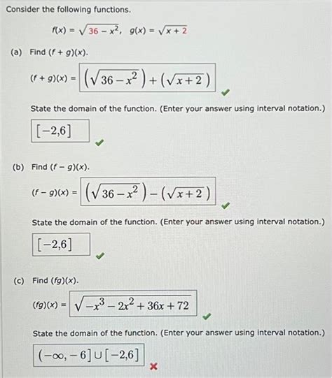 Solved Consider The Following Functions F X 36−x2 G X X 2
