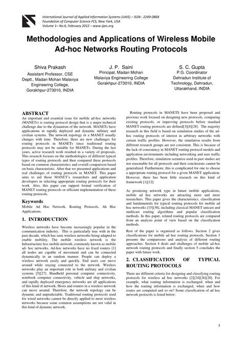 Pdf Methodologies And Applications Of Wireless Mobile Ad Hoc Networks Routing Protocols
