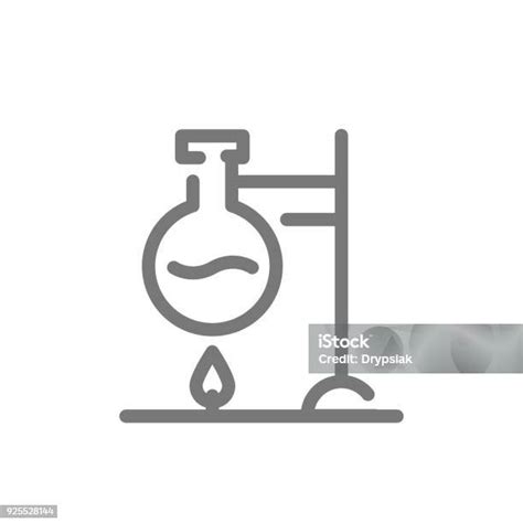 간단한 화학 반응 라인 아이콘입니다 화재 기호 및 기호 벡터 일러스트 레이 션 디자인 플라스 크 흰색 배경에 고립 0명에 대한 스톡 벡터 아트 및 기타 이미지 Istock