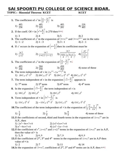 1680005233817 Binomial Theorem Pdf Combinatorics Complex Analysis