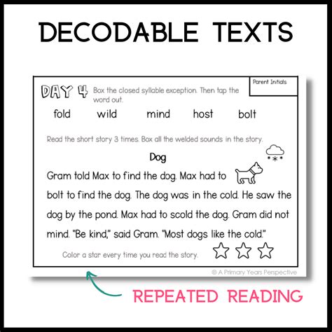 Closed Syllable Exception Decoding Practice And Phonics Fluency Homework Classful