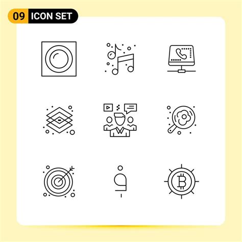 Pictogram Set Of 9 Simple Outlines Of Tools Graphic Call Design