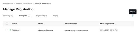 View And Export Details For Webex Meetings Or Webex Webinars Registration