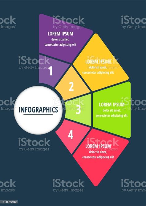 네 개의 레이블 다이어그램 그래프 프리젠 테이션에 대한 벡터 인포 그래픽 평면 템플릿 섹터 4 가지 옵션이있는 비즈니스 개념