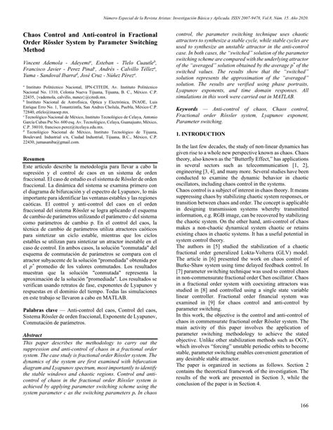 Pdf Chaos Control And Anti Control In Fractional Order Rössler System