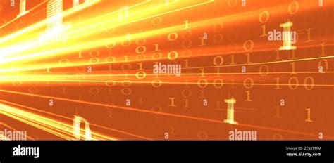 Bytes Of Binary Code Run Through Network Abstract Futuristic Syberspace Modern Technology