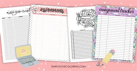Assignment Trackers Free Pdf Printables Simply Love Coloring