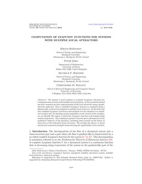 pdf computation of lyapunov functions for systems with multiple local