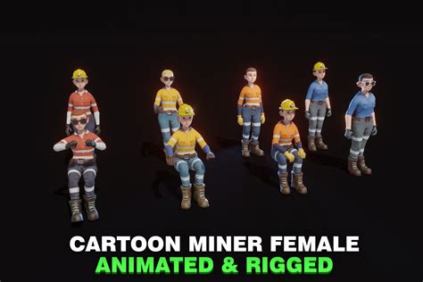 Stylized Female Miner 3d Model Animated And Customizable Characters
