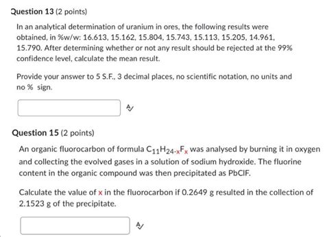 Solved In An Analytical Determination Of Uranium In Ores