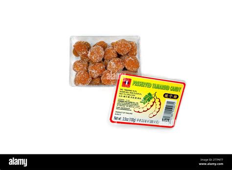 Three Deer Brand Preserved Tamarind Candy 酸子糖 Candied Tamarind Isolated On A White Background