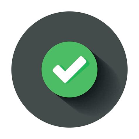 Check Mark Icon In Flat Style Ok Accept Vector Illustration With Long Shadow Tick Business